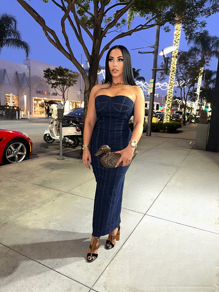 Date night in Denim Tube body con dress – Material Gurlz