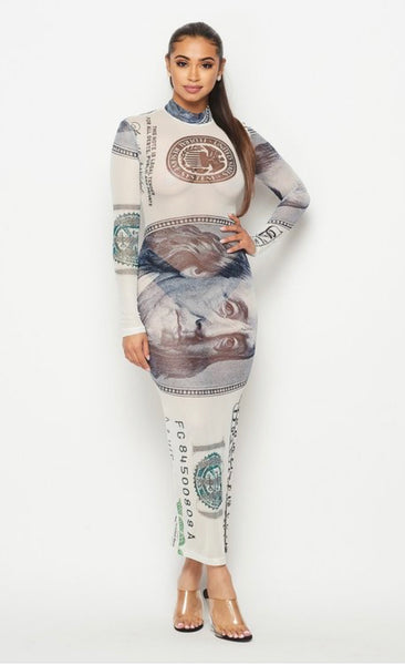 She Got Money Fitted Maxi Dress – Material Gurlz